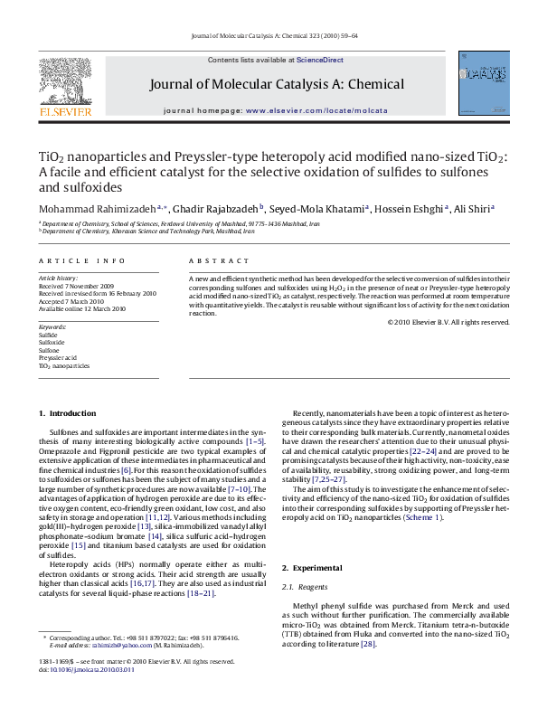 (PDF) TiO2 nanoparticles and Preyssler-type heteropoly acid modified ...