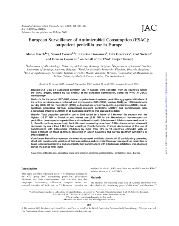 (PDF) European Surveillance of Antimicrobial Consumption (ESAC ...