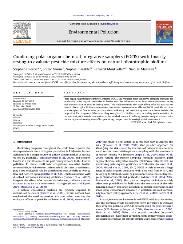 (PDF) Combining polar organic chemical integrative samplers (POCIS ...