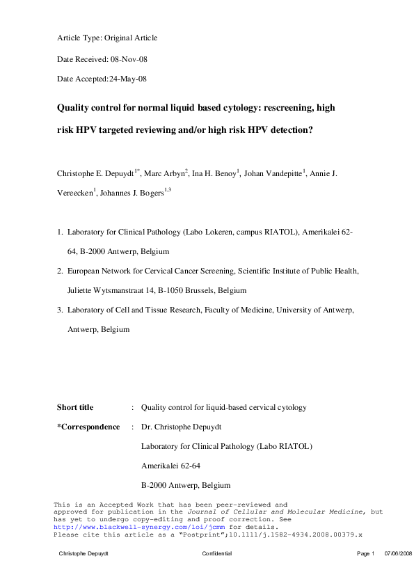 (PDF) Quality control for normal liquid-based cytology: Rescreening ...