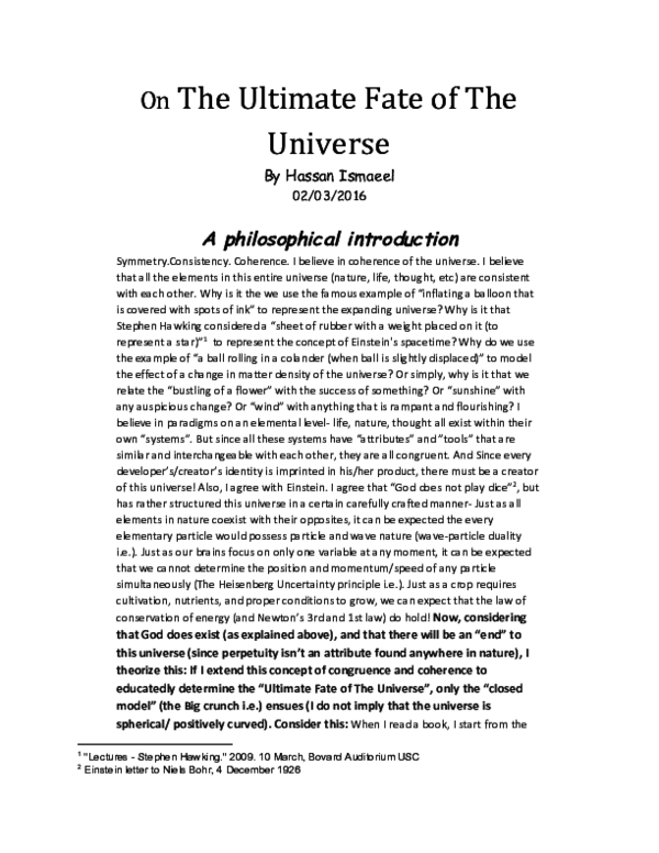 (PDF) On The Ultimate Fate of The Universe