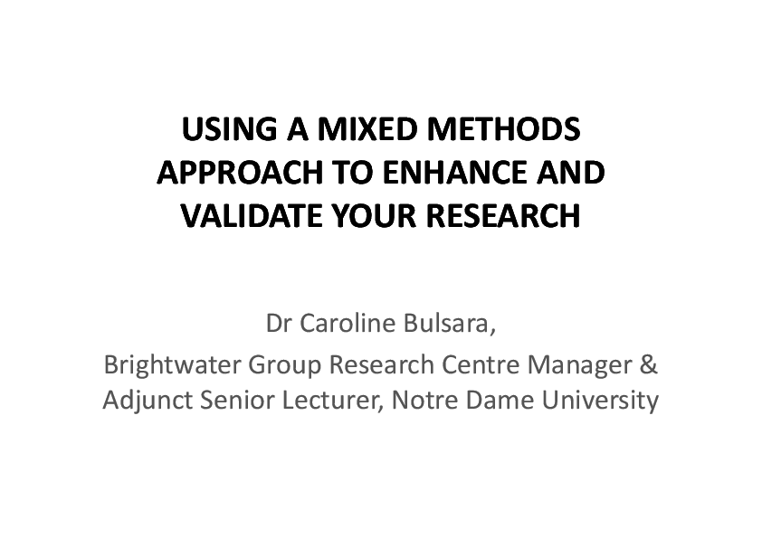 (PDF) USING A MIXED METHODS APPROACH TO ENHANCE AND VALIDATE YOUR RESEARCH
