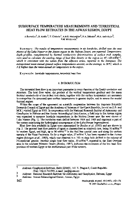 Pdf Subsurface Temperature Measurements And Terrestrial Heat Flow