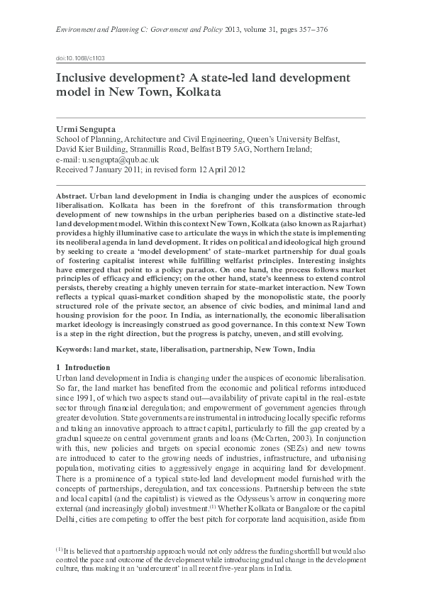 (PDF) Inclusive development? State-led land development model in New ...