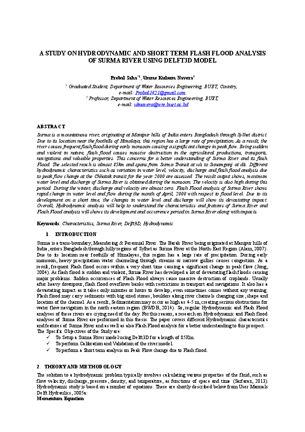 (DOC) Hydrodynamic and Short term Flash Flood analysis of Surma River ...