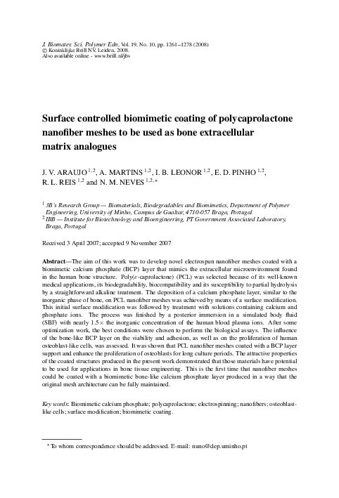 (PDF) Surface controlled biomimetic coating of polycaprolactone nanofiber meshes to be used as ...