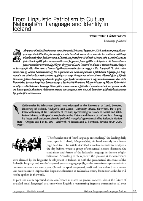 (PDF) From linguistic patriotism to cultural nationalism: Language and ...