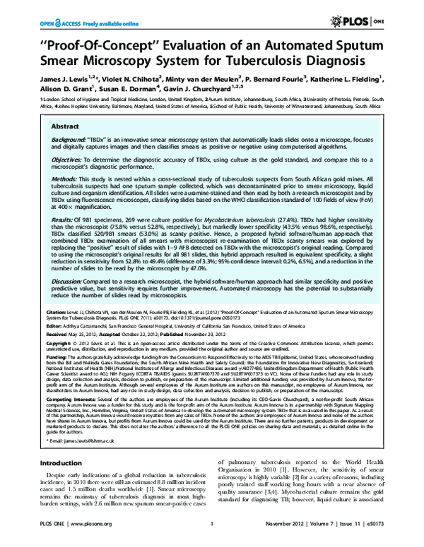 Pdf “proof Of Concept” Evaluation Of An Automated Sputum Smear Microscopy System For