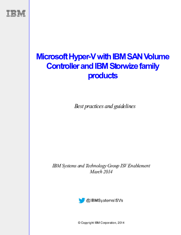 (PDF) Microsoft Hyper-V with IBM SAN Volume Controller and IBM Storwize family products Best ...