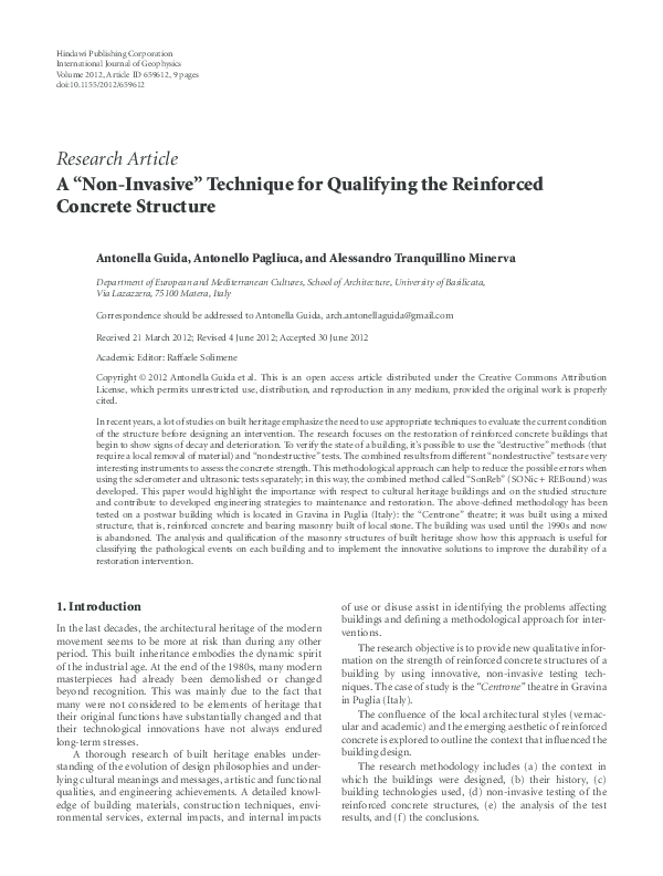 (PDF) A “Non-Invasive” Technique for Qualifying the Reinforced Concrete ...