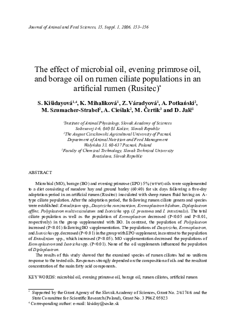 (PDF) Effect of microbial oil, evening primrose oil, and borage oil on ...