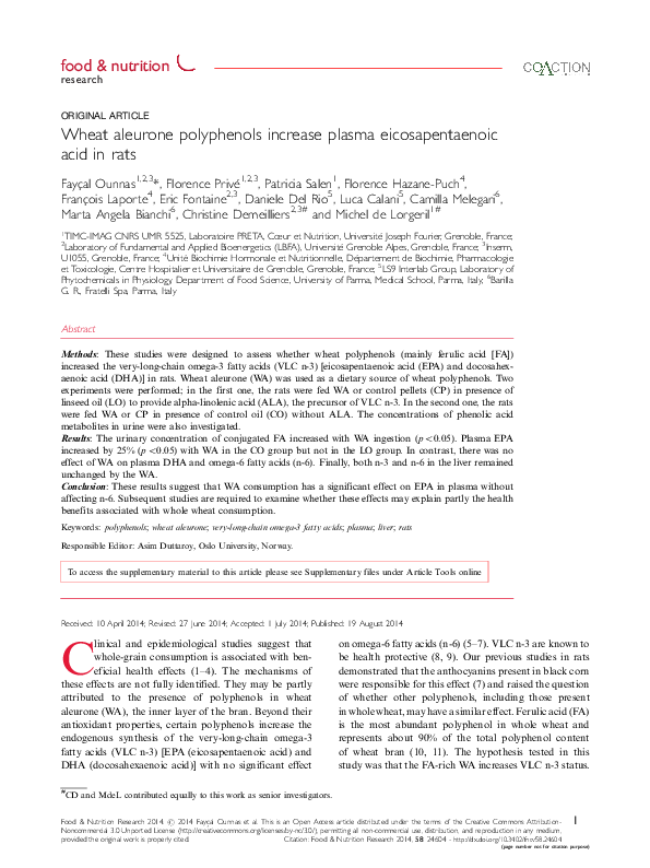 (PDF) Wheat aleurone polyphenols increase plasma eicosapentaenoic acid ...