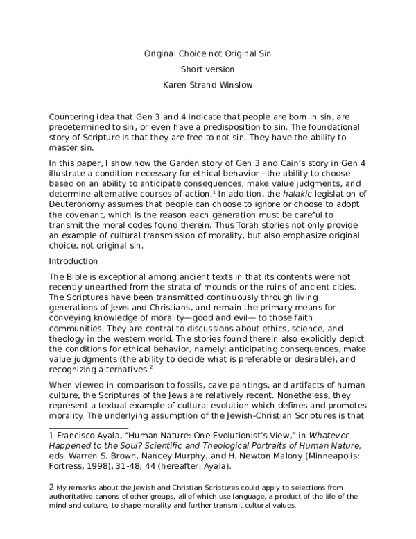 (DOC) Original Choice, not Original Sin