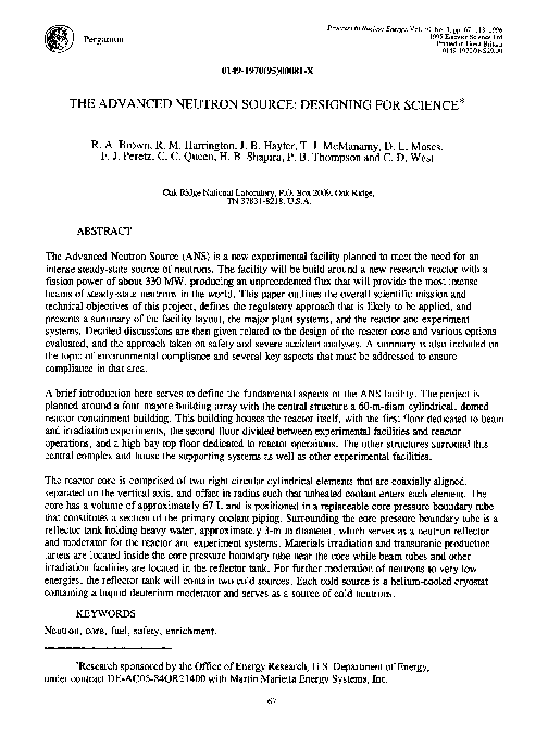 (PDF) The advanced neutron source: Designing for science