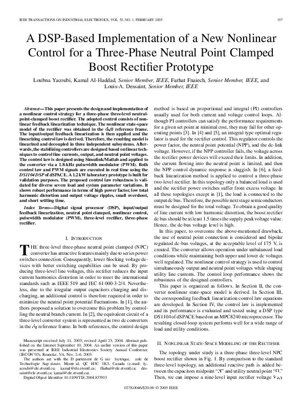 (PDF) A DSP-Based Implementation of a New Nonlinear Control for a Three-Phase Neutral Point ...