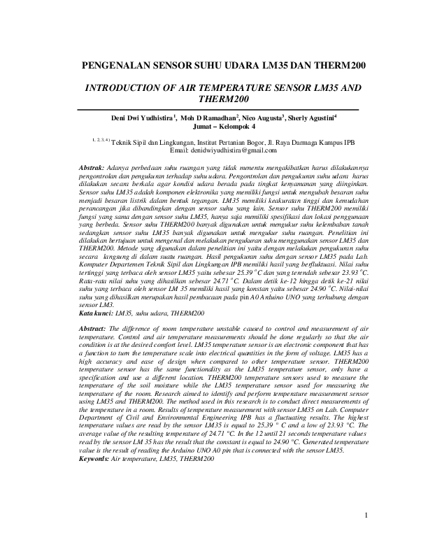 (PDF) PENGENALAN SENSOR SUHU UDARA LM35 DAN THERM200