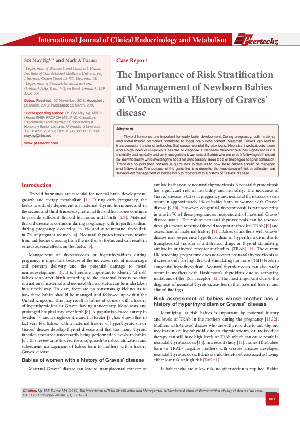 (PDF) The Importance of Risk Stratification and Management of Newborn ...