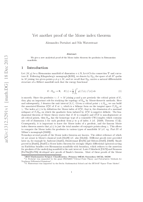 (PDF) Yet another proof of the Morse index theorem