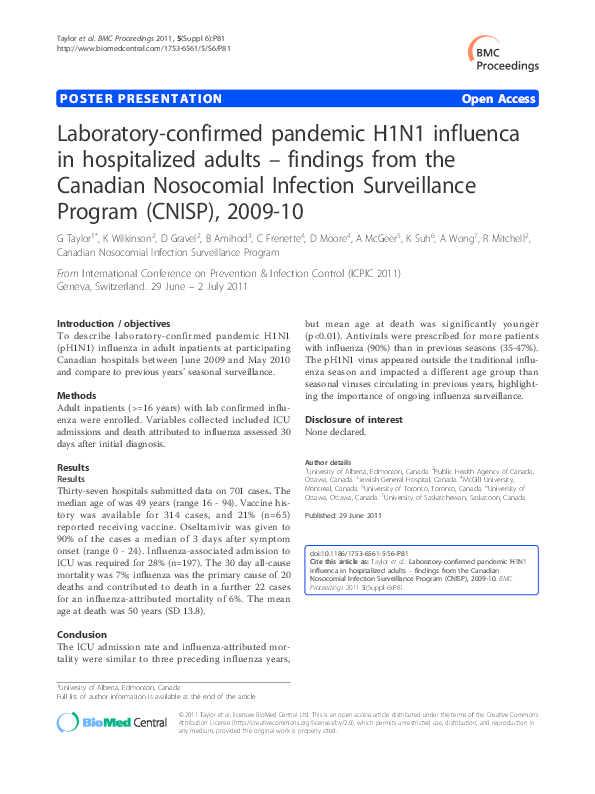 (PDF) Laboratory-confirmed pandemic H1N1 influenca in hospitalized ...