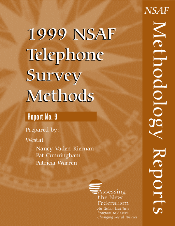 (PDF) 1999 NSAF Telephone Survey Methods