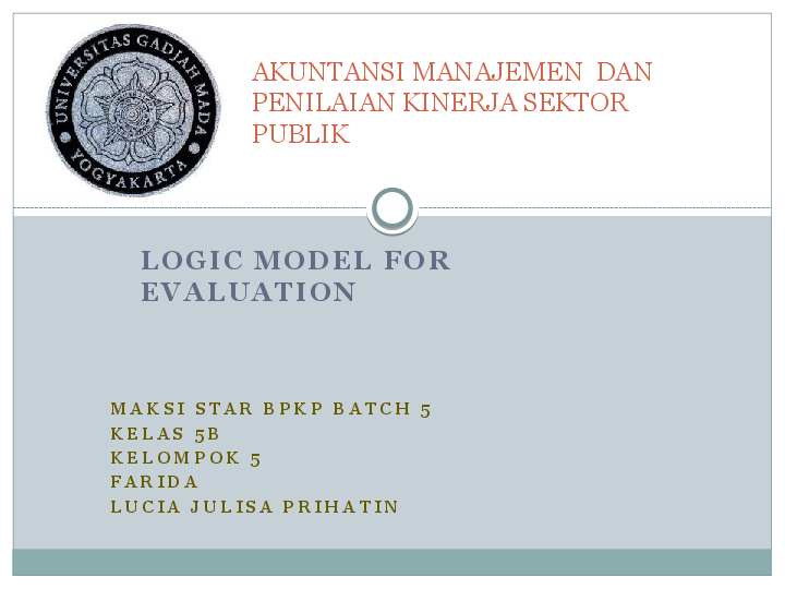 (PPT) Logic Model for Evaluation