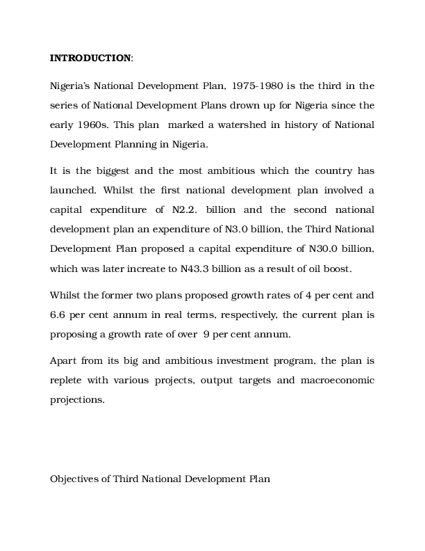 (DOC) THE THIRD NATIONAL DEAVELOPMENT PLAN IN NIGERIA: ANALTICAL ...