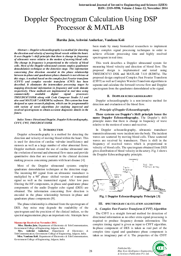 Pdf Doppler Spectrogram Calculation Using Dsp Processor And Matlab
