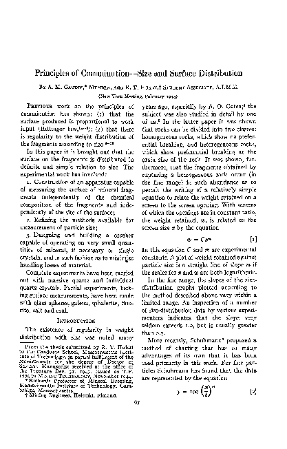 (PDF) Principles of comminution-Size and Surface Distribution
