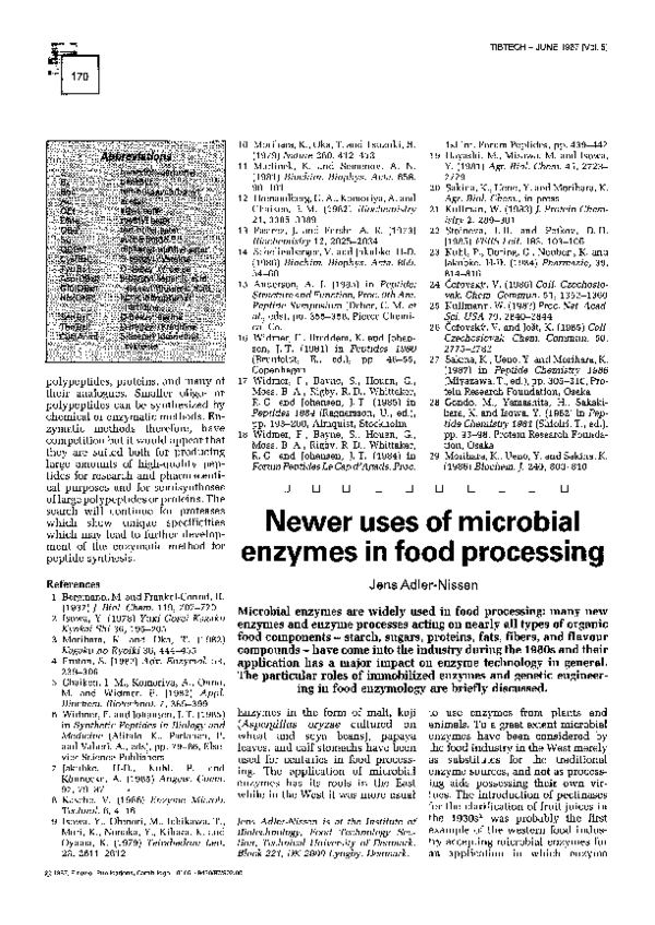 (PDF) Newer uses of microbial enzymes in food processing