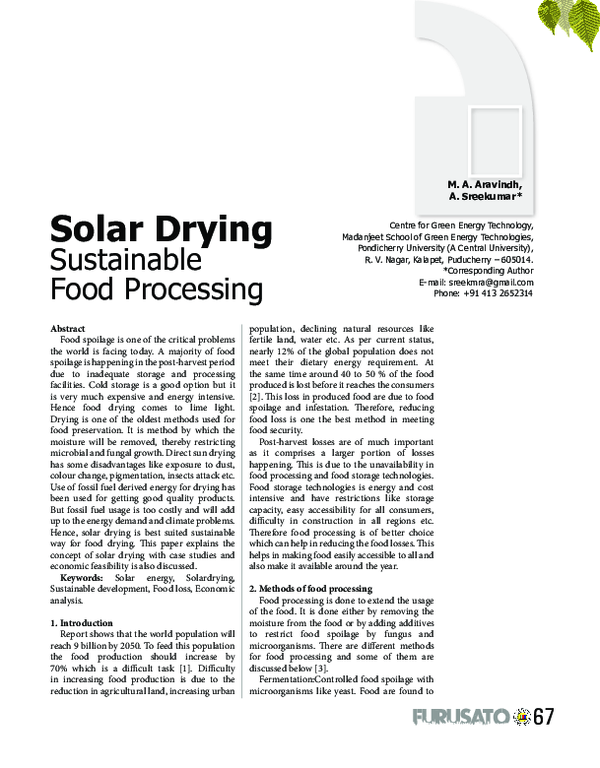 (PDF) Solar Drying - Sustainable Food Processing