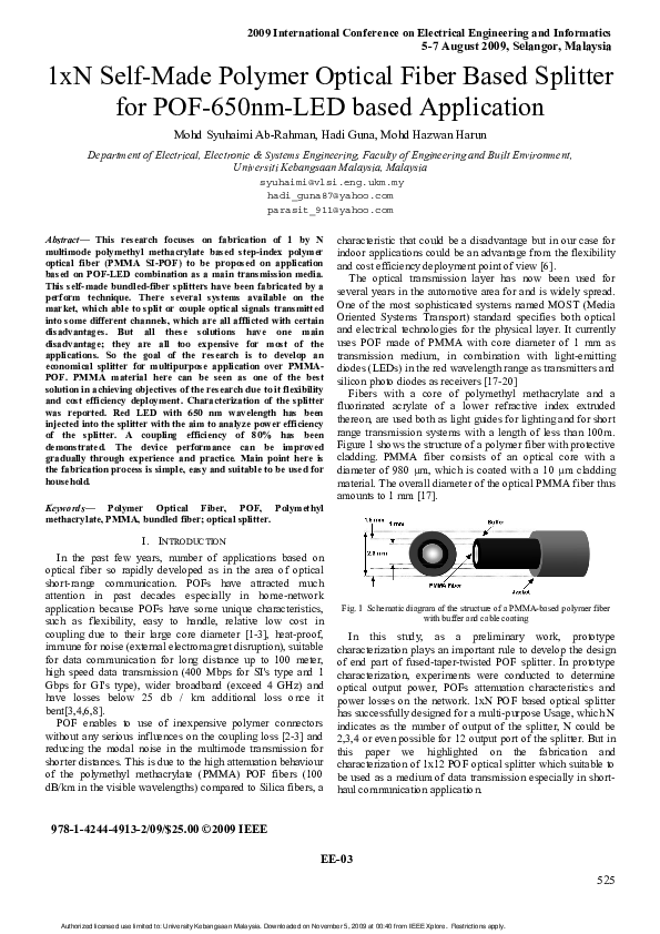 (PDF) 1× N self-made polymer optical fiber based splitter for POF-650nm ...