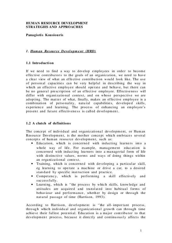 (PDF) HUMAN RESOURCE DEVELOPMENT STRATEGIES AND APPROACHES