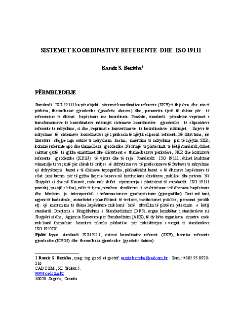 (DOC) SISTEMET KOORDINATIVE REFERENTE DHE ISO 19111