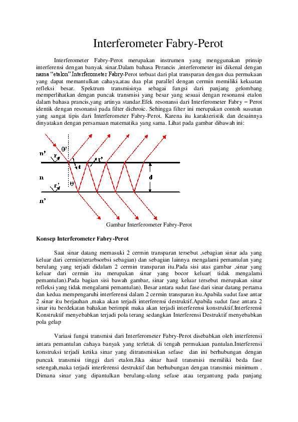 (PDF) Interferometer Fabry-Perot