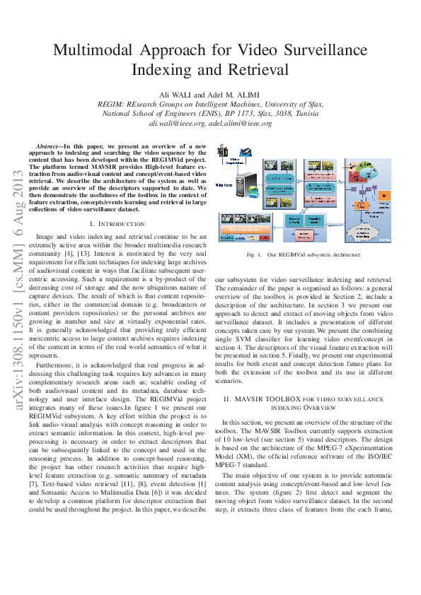(PDF) Multimodal Approach for Video Surveillance Indexing and Retrieval