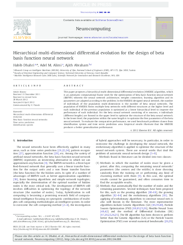 (PDF) Hierarchical multi-dimensional differential evolution for the design of beta basis ...