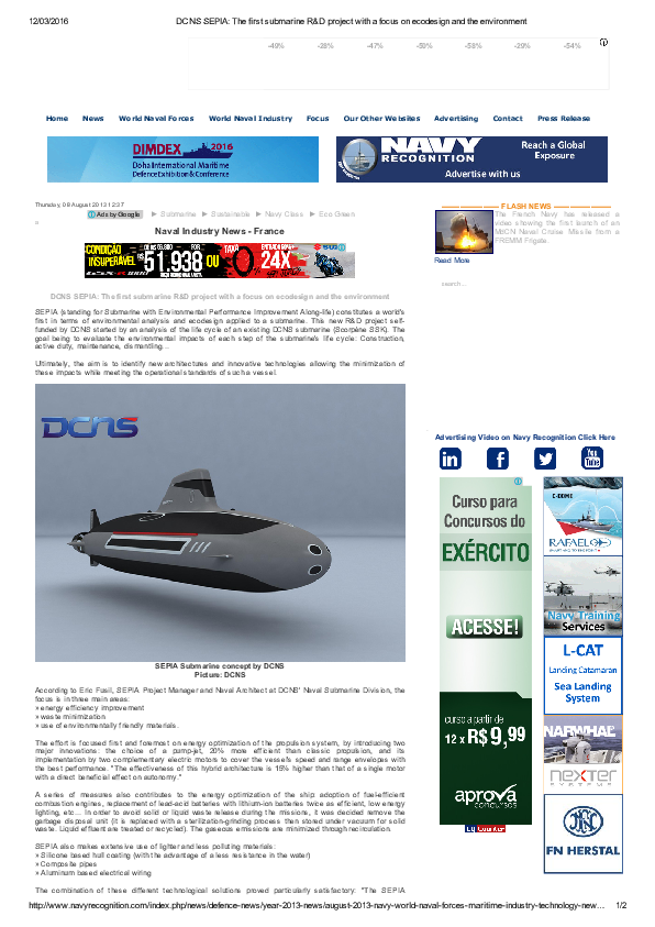 (PDF) DCNS SEPIA The first submarine R&D project with a focus on ...