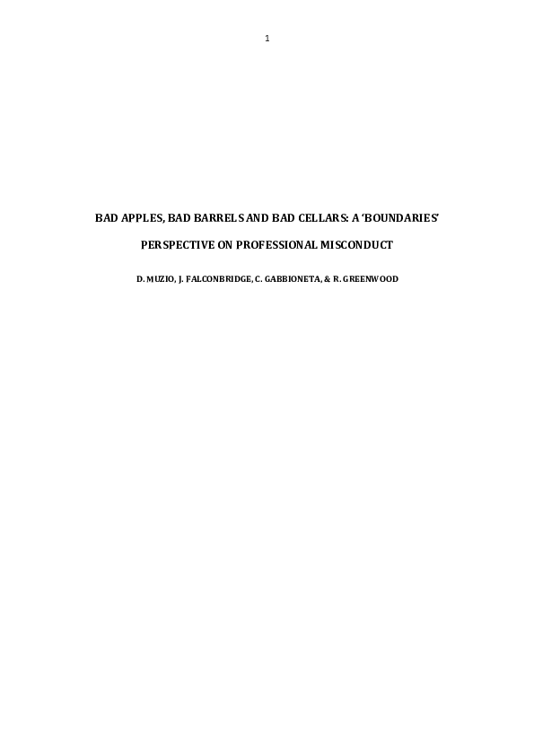 (PDF) BAD APPLES, BAD BARRELS AND BAD CELLARS: A 'BOUNDARIES ...
