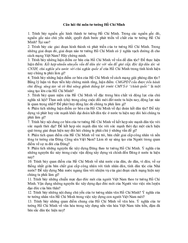 (DOC) Cau hoi tu luan TTHCM