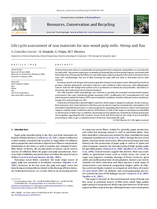 (PDF) Life cycle assessment of raw materials for non-wood pulp mills ...