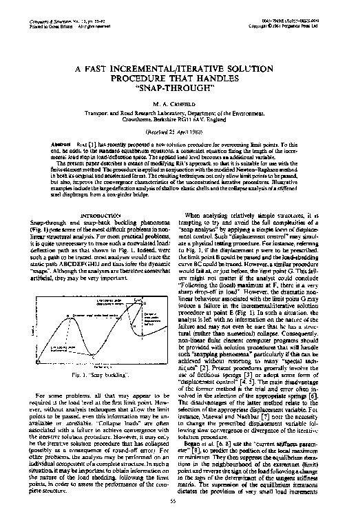 (PDF) A FAST INCREMENTAL/ITERATIVE SOLUTION PROCEDURE THAT HANDLES " SNAP-THROUGH