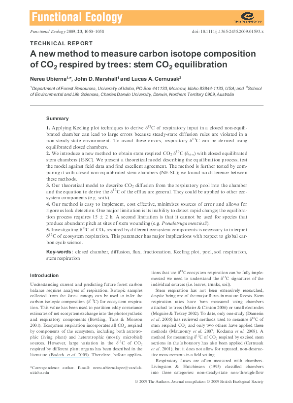 (PDF) A new method to measure carbon isotope composition of CO2 ...