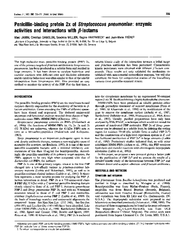 (PDF) Activation for Catalysis of Penicillin-Binding Protein 2a from Methicillin-Resistant ...