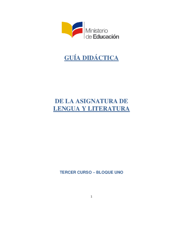 (PDF) GUÍA DIDÁCTICA DE LA ASIGNATURA DE LENGUA Y LITERATURA