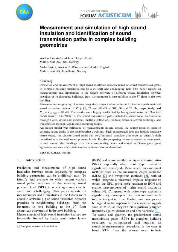 (PDF) Measurement and simulation of high sound insulation and ...