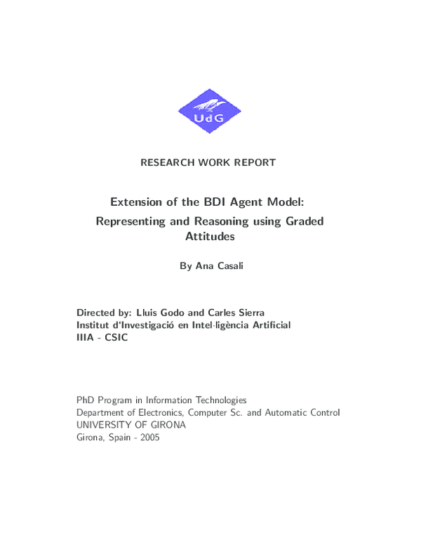 (PDF) Extension of the BDI Agent Model: Representing and Reasoning using Graded Attitudes
