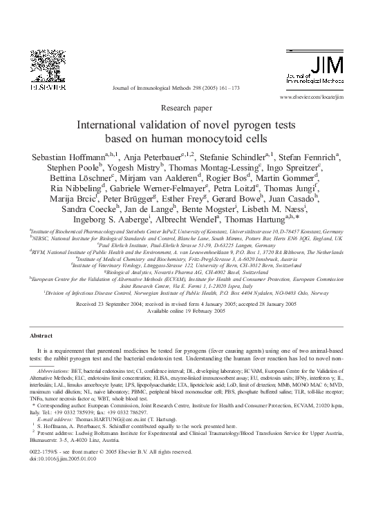 Pdf International Validation Of Novel Pyrogen Tests Based On Human Monocytoid Cells