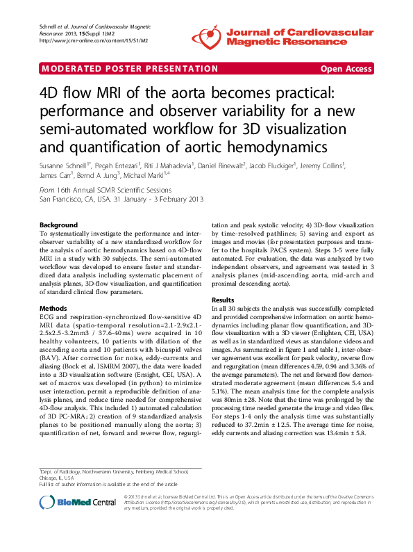 (PDF) 4D flow MRI of the aorta becomes practical: performance and ...