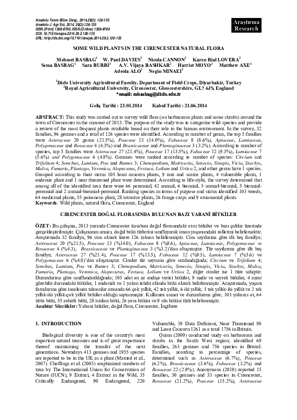 (PDF) Some Wild Plants in the Cirencester Natural Flora | Nicola Cannon ...