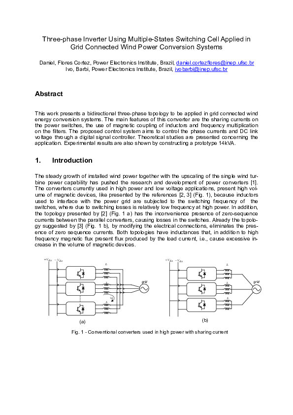 (PDF) Three-phase Inverter using multiple-states switching cell applied ...